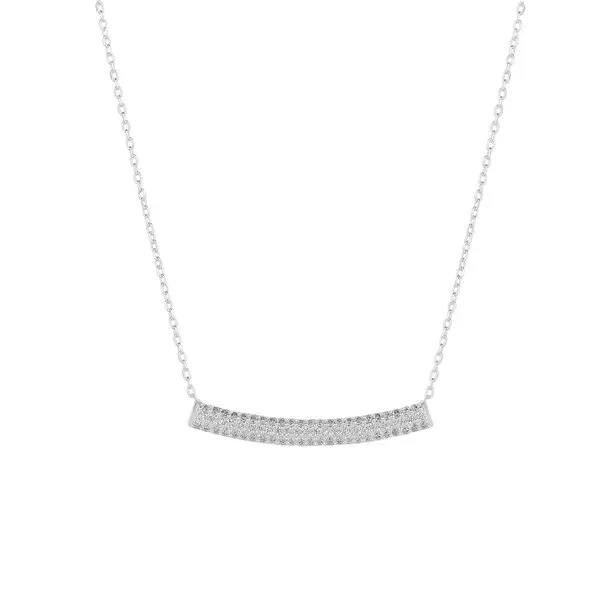 SPERO LONDON Sterling Silver Concave Bar Necklace - Silver/white