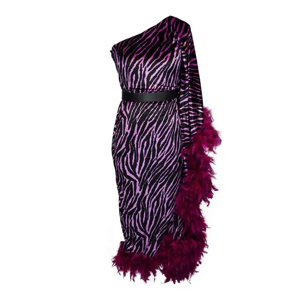 JENNAFER GRACE Venom One Shoulder Caftan - Pink