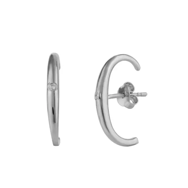 SPERO LONDON Fine Diamond Sterling Ear Suspension Semi-hoop Earrings - Silver