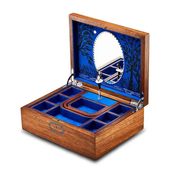 Wolf Ballet Musical Swan Lake Jewellery Box - Brown