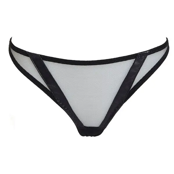 SOMETHING WICKED Nina Leather & Mesh Thong - Black