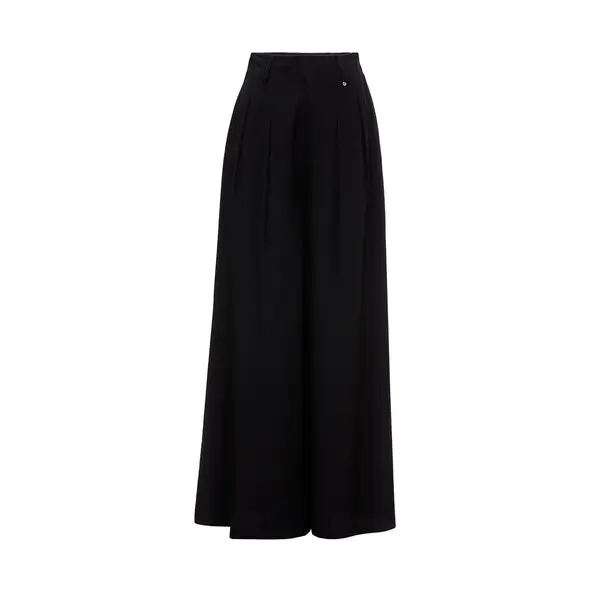 NISSA Palazzo Viscose Pants - Black