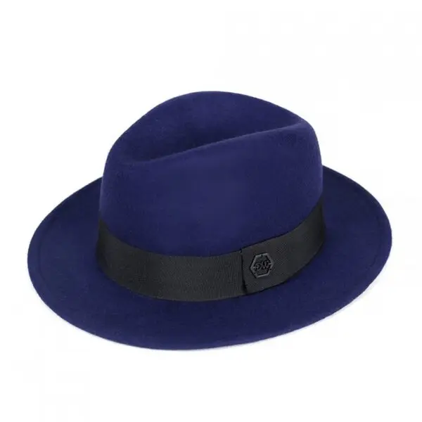 DAVID WEJ Wool Fedora Hat - Blue