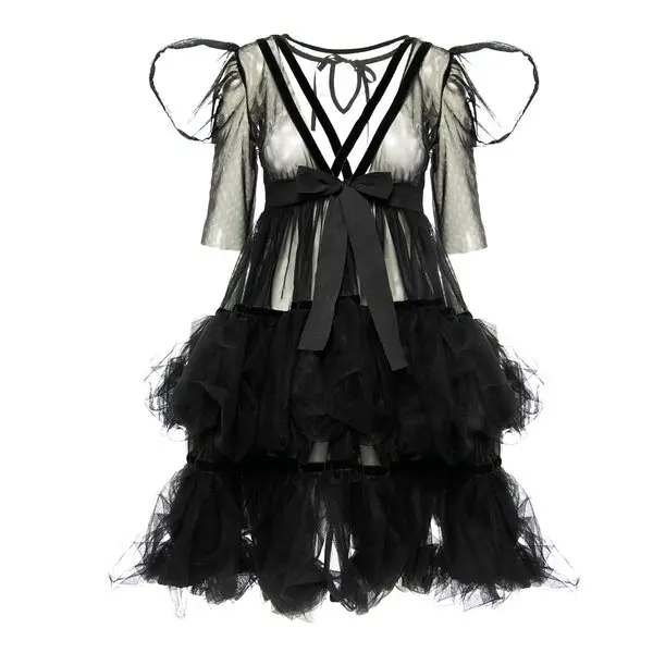 SILVIA SERBAN Baby Doll Ruffles Mini Dress - Black