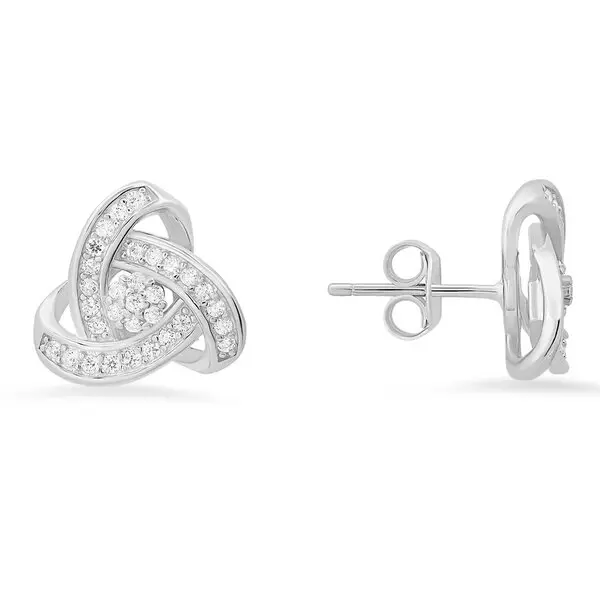 KYLIE HARPER Trinity Love Knot Cz Stud Earrings - Silver