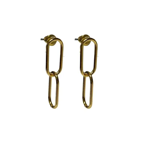 FV JEWELLERY Paperclip Chain Stud Earrings - Gold