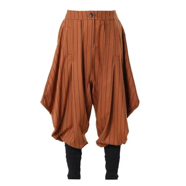 METAMORPHOZA Striped Draped Harem Trousers