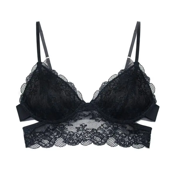 MONIQUE MORIN LINGERIE Wild Lace Long Line Bra - Black