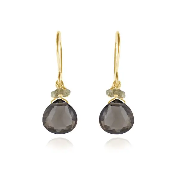 MOUNIR LONDON Smokey Quartz Drop Earrings - Brown/gold