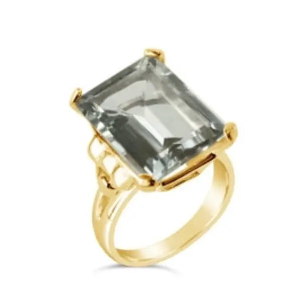 GEM BAZAAR JEWELLERY Green Amethyst Vermeil Ring - Green/gold