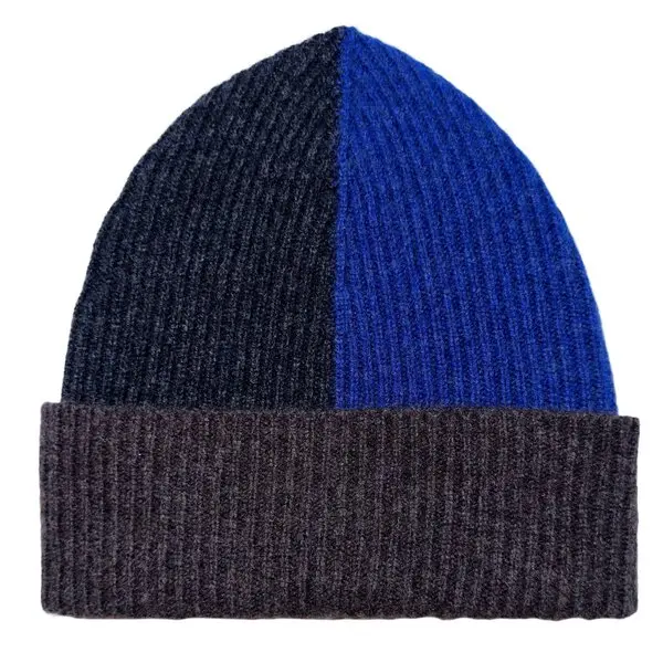 MÀIRI M MACLEOD Cashmere Color Block Beanie - Blue/black/brown