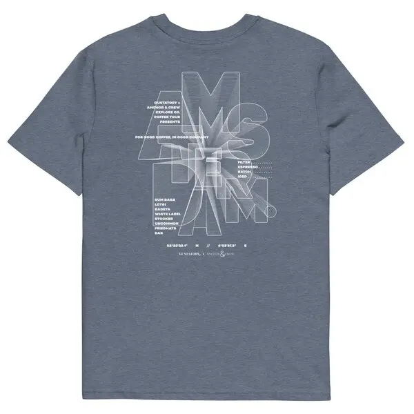 ANCHOR & CREW X Gustatory Amsterdam Coffee Scene Embroidered T-shirt - Blue