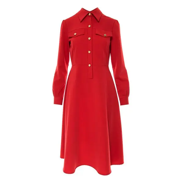 NORIA ANIS Joy Midi Shirt Dress - Red