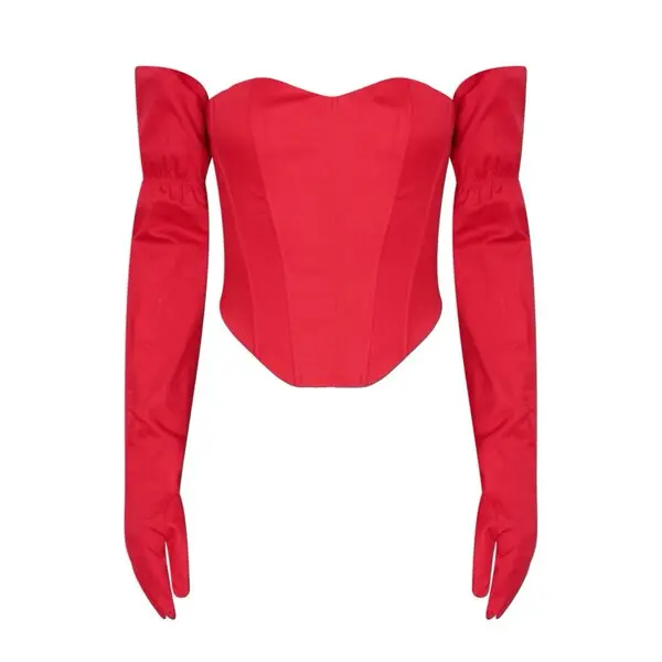 LONDON ATELIER BYPRODUCT Corset With Matching Long Gloves - Red