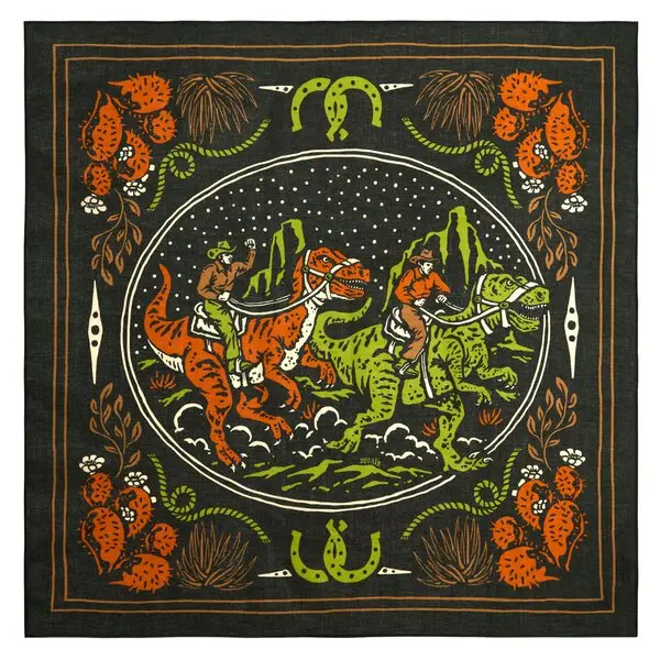 SQUAÏR Dust And Thunder Antique Moss Cotton Bandana - Blue/green