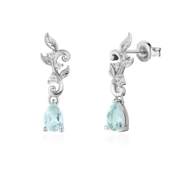 AZURA JEWELRY NEW YORK Leafy Cascade Sky Blue Topaz Earrings - Silver