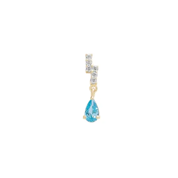 SPERO LONDON Lightning Bolt Single Earring 9ct Solid Gold Blue Topaz - Gold/blue