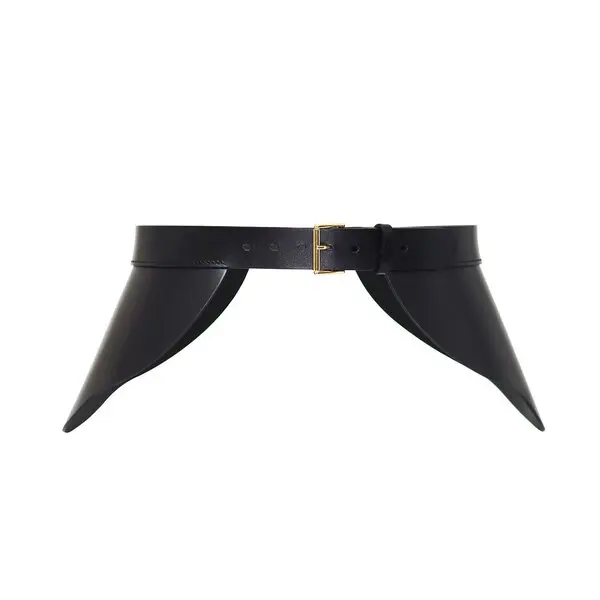 HAUTE CUIR Ivy Peplum Leather Belt - Black