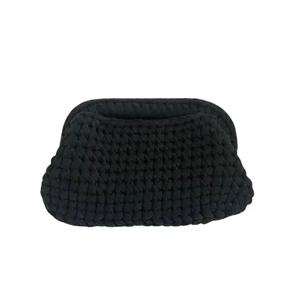 Pink Haley Cali Top Handle Knit Clutch - Black