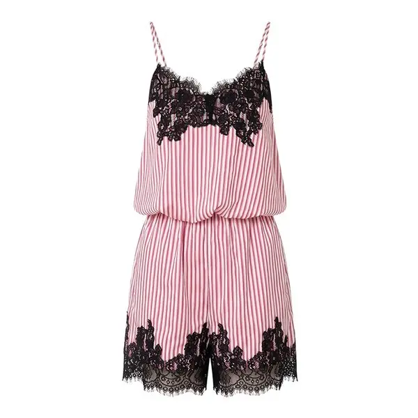 AMY LYNN Satin Lace Playsuit - Pink