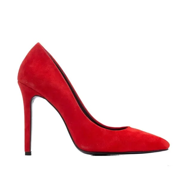 GINISSIMA Alice Stiletto Suede Leather Pumps - Red