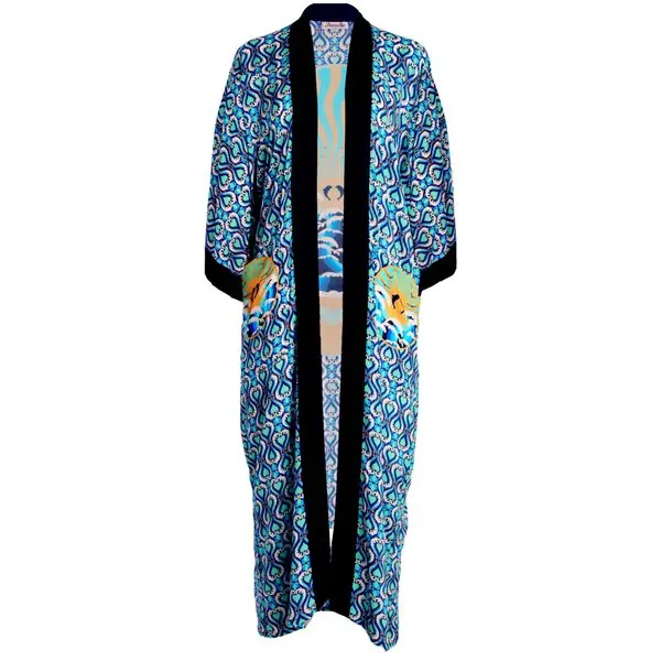 Henelle Surfrider Kimono - Gold/green/blue