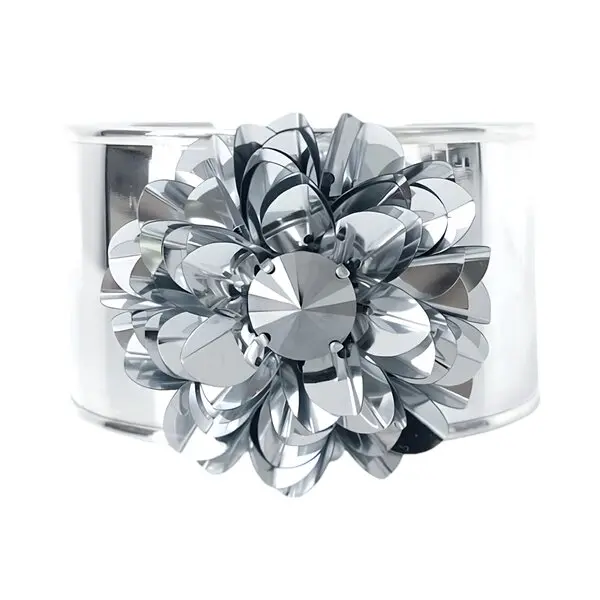 PINAR OZEVLAT Dahlia Brass Cuff - Silver