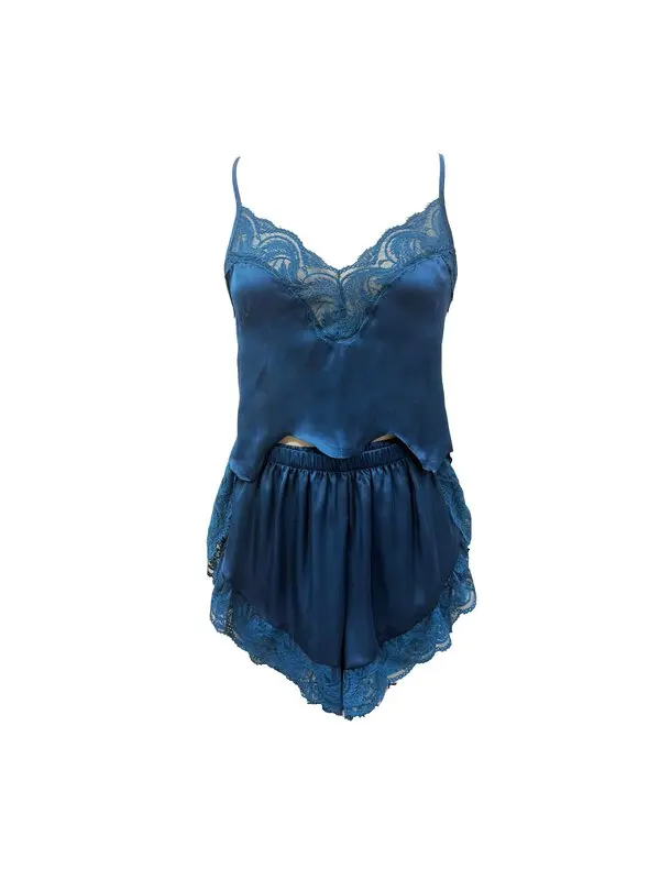 CAROL COELHO Origins Hydros Satin & Lace Set - Blue