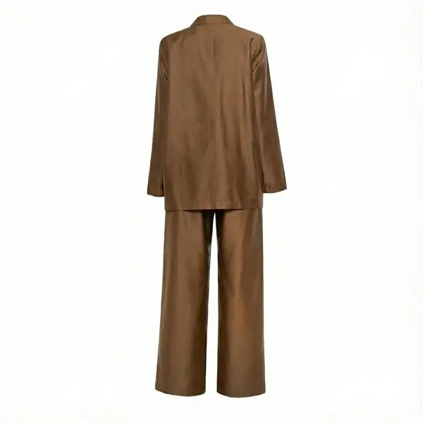 DECOFLUX HOME Brown / Red Long Pyjamas Set Stripe In Line Cinnamon - Brown/red