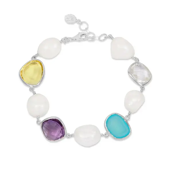 DOWER & HALL Gemstone And Pearl Bracelet - Silver