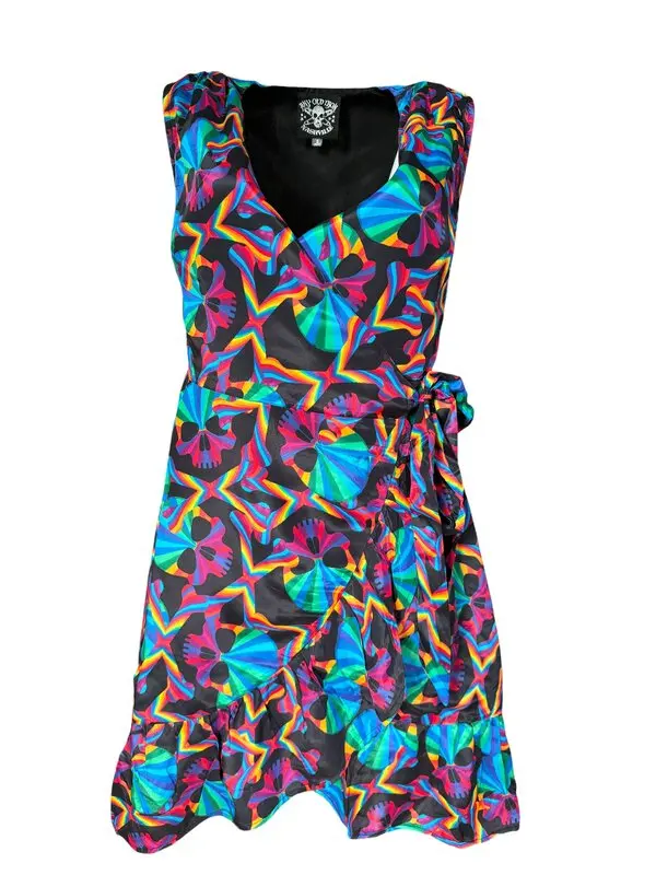 ANY OLD IRON Rainbow Skull Wrap Mini Dress