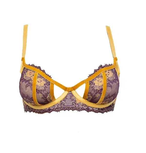 CAROL COELHO Babylon Exquisite Cut Out Underwire Bra - Purple/yellow