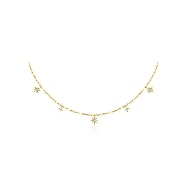 GENEVIEVE COLLECTION 18k Gold Star Diamond Choker Necklace - Yellow