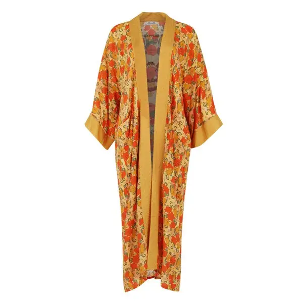Henelle Floral Print Kimono - Yellow