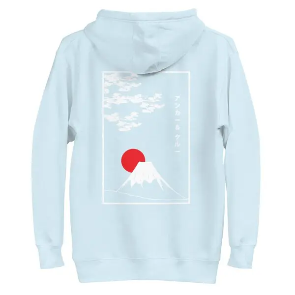 ANCHOR & CREW Sky Mount Fuji Landmark Cotton-blend Hoodie - Blue
