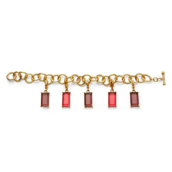 DHWANI BANSAL Adjustable Gold Kandi Bracelet With Glass Gems - Gold/pink