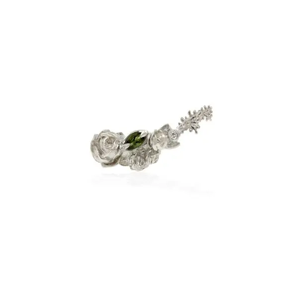 LEE RENEE Rose, Diamond And Tourmaline Climber Earring - Silver