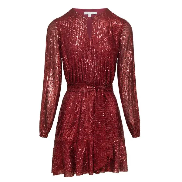 URBAN TOUCH Sequin Embellished Skater Mini Dress - Red
