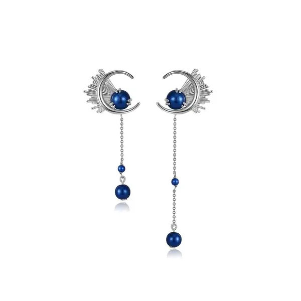 RETRO CHIC Silver / Blue Blue Dandelion Earrings - Silver/blue