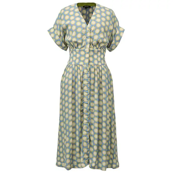 SMART AND JOY Dots Print Fit-and-flare Blouse-dress - Blue