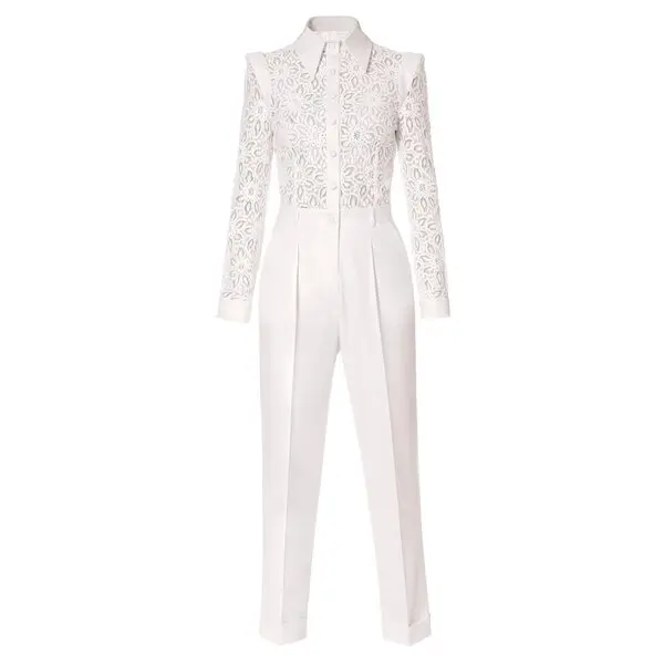 AGGI BY HALEWSKI Aylin Lace Top Jumpsuit - White