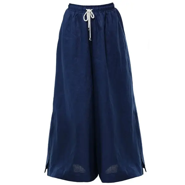 METAMORPHOZA Palazzo Linen Pants - Blue