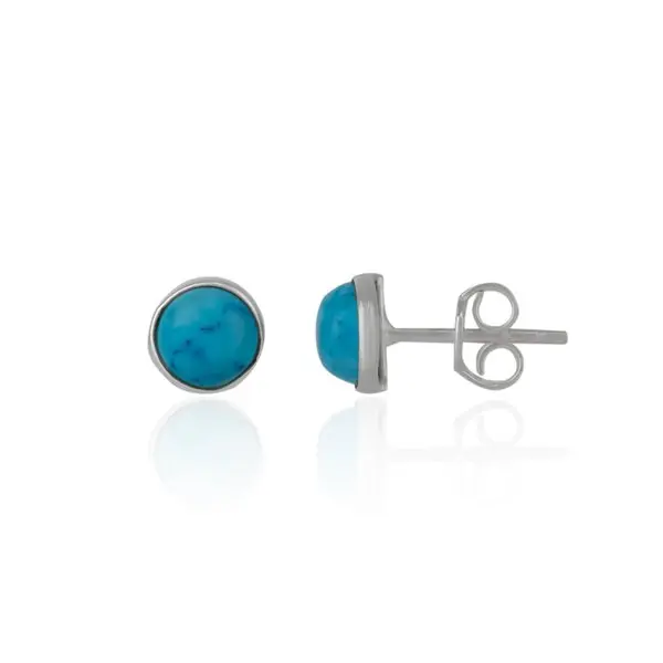 SPERO LONDON Blue Turquoise Dome Sterling Silver Stud Earrings - Blue/silver