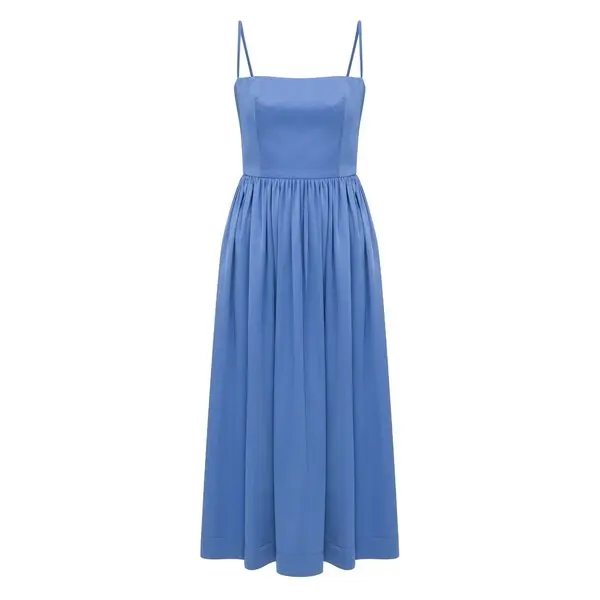 NAZLI CEREN Liette Satin Midi Dress - Blue