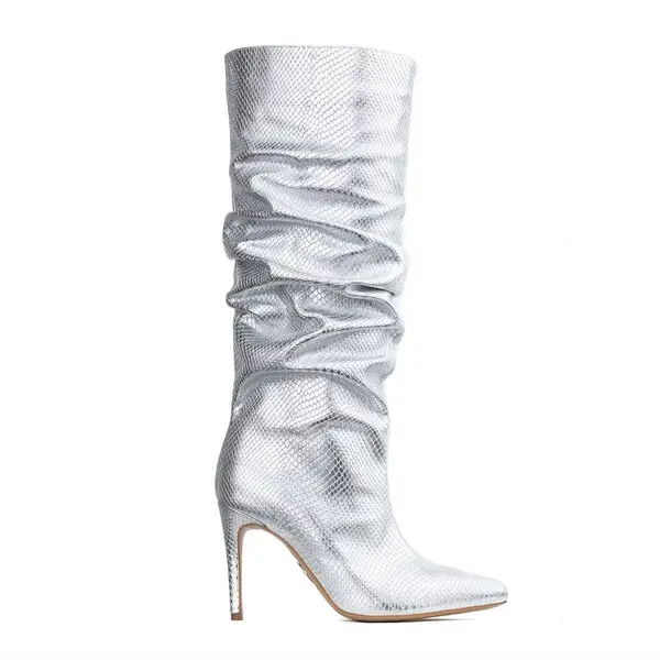 GINISSIMA Leather Eva Knee High Boots - Silver
