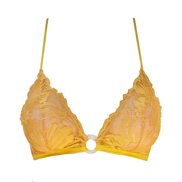 CAROL COELHO Sun Coral Lace Bralette With Mother Of Pearl Ring - Orange