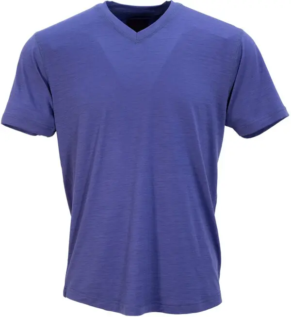 LORDS OF HARLECH Victor V-neck Merino Shirt In Skipper - Blue