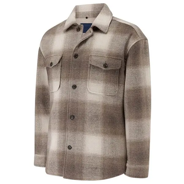 GUARDS LONDON Neutrals Welsh Check Wool Overshirt Stone