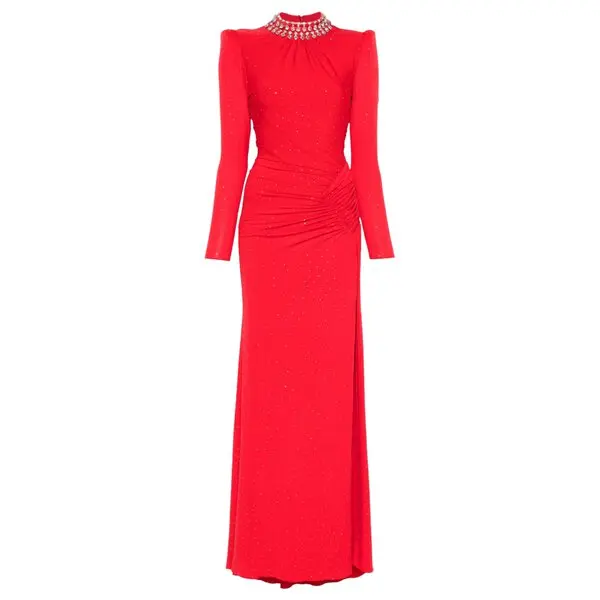 NISSA Crystal-embellished Maxi Dress - Red