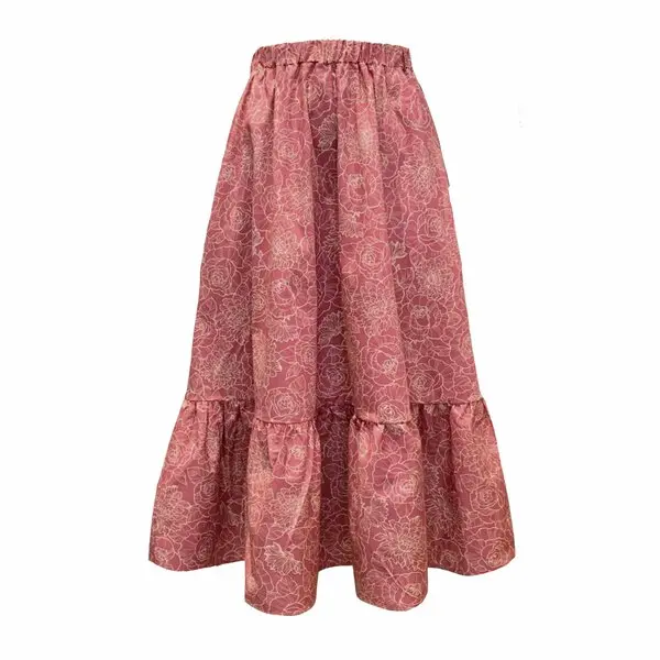 FROCK TALES Floral Print Gathered Midi Skirt - Pink